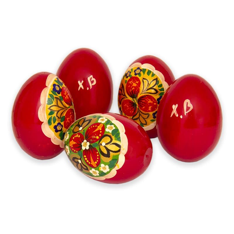 Набор писанок деревянных расписных пасхальных яиц 5 штук 6 х 4 см
