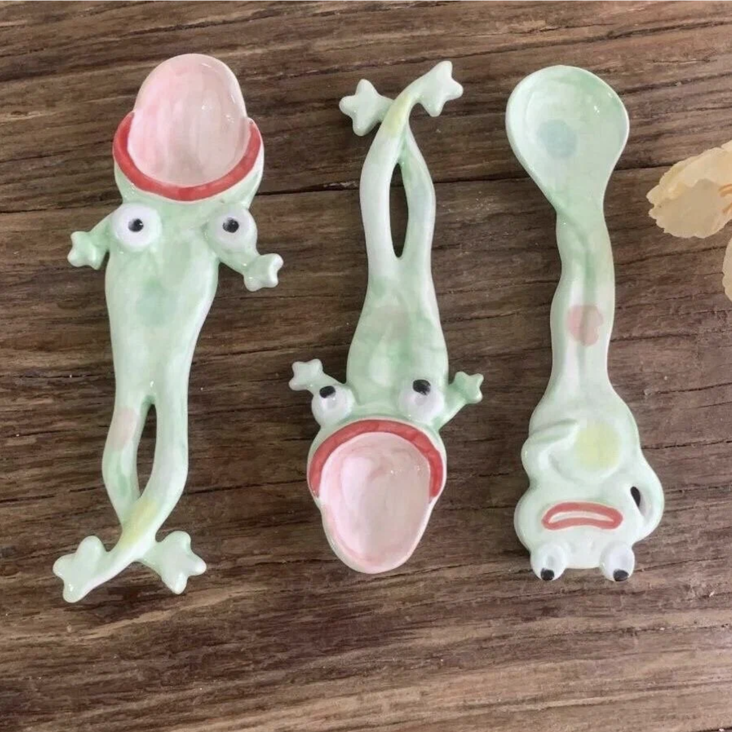 Керамическая ложка-лягушка — ручная работа, для десертов и кофе, необычный подарок для кухни