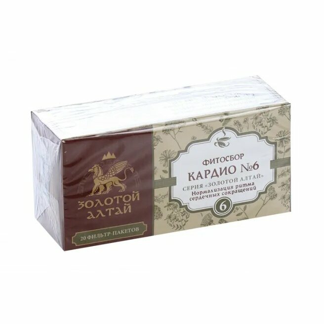 Фитосбор Кардио №6 Золотой Алтай нормализация ритма сердечных сокращений фильтр-пакеты 1,5 г 20 шт. е