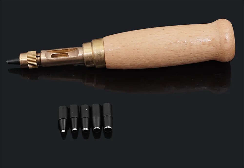 Автоматический дырокол для кожи, ремня, ремешка часов, пробойник, просекатель, набор 6 в 1