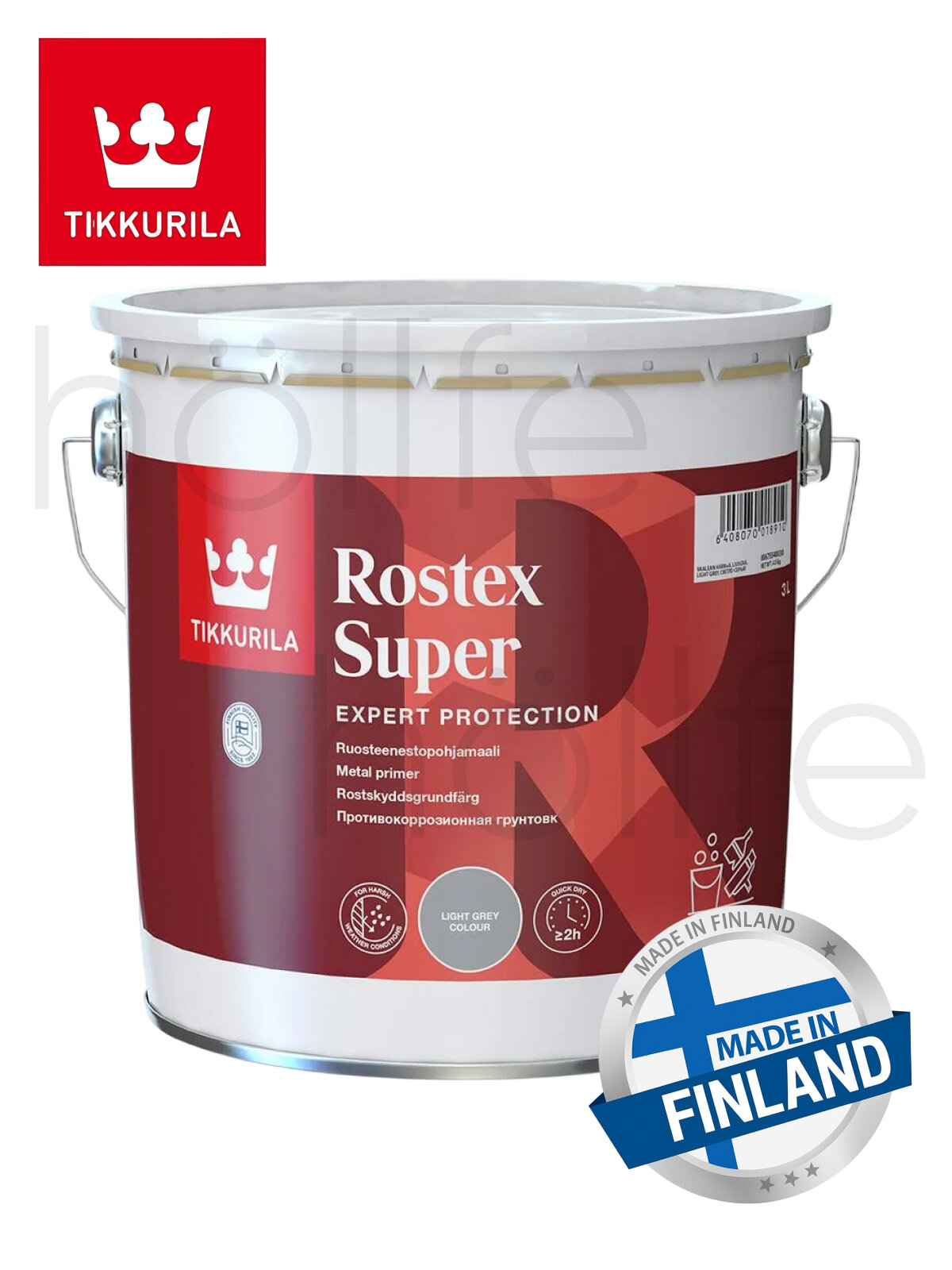 Тиккурила Грунтовка алкидная антикоррозионная Rostex Super (Ростекс Супер) TIKKURILA 3 л светло-серый