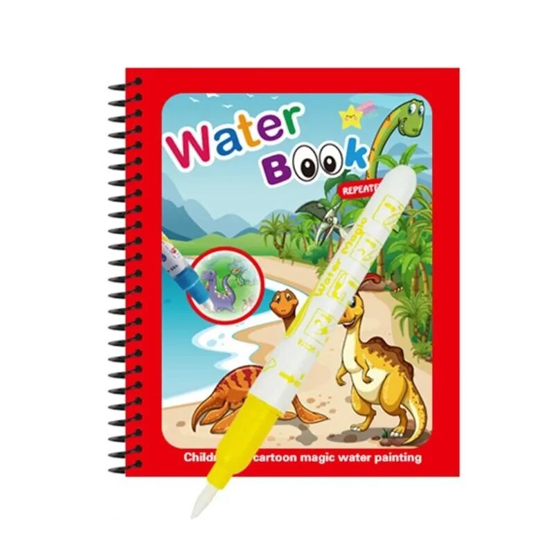 1 комплект детской волшебной развивающей книжки для рисования на воде, повторяющиеся граффити, книжка с картинками ручной росписи по чистой воде-модель динозавра