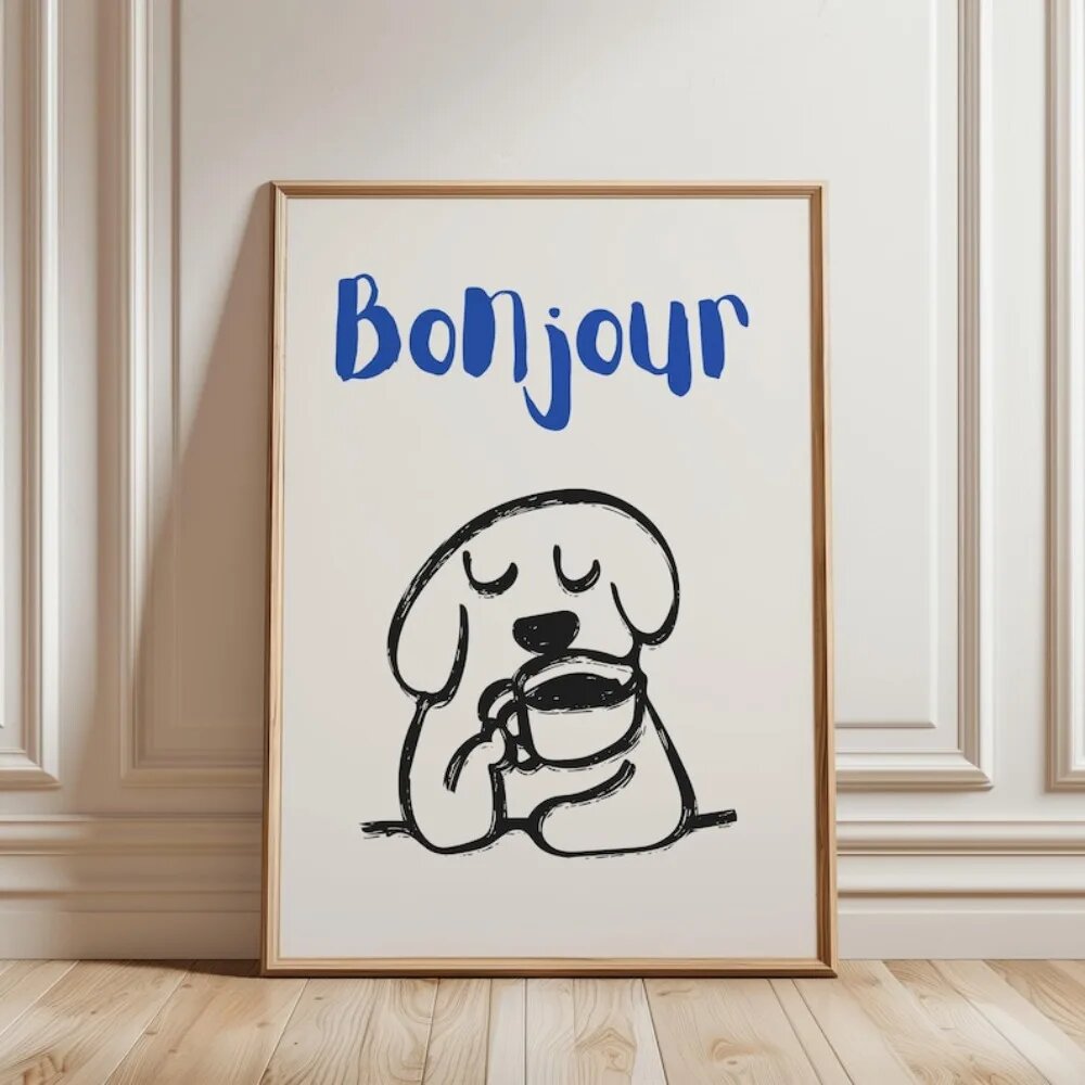 Печать на холсте Bonjour Dog Cafe 20x30 см