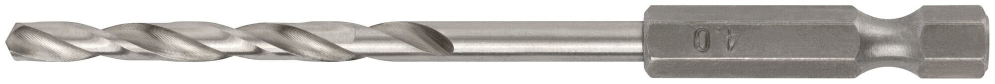 Сверло HSS по металлу, полированное, U-хвостовик под биту, инд. упаковка 4,0 мм