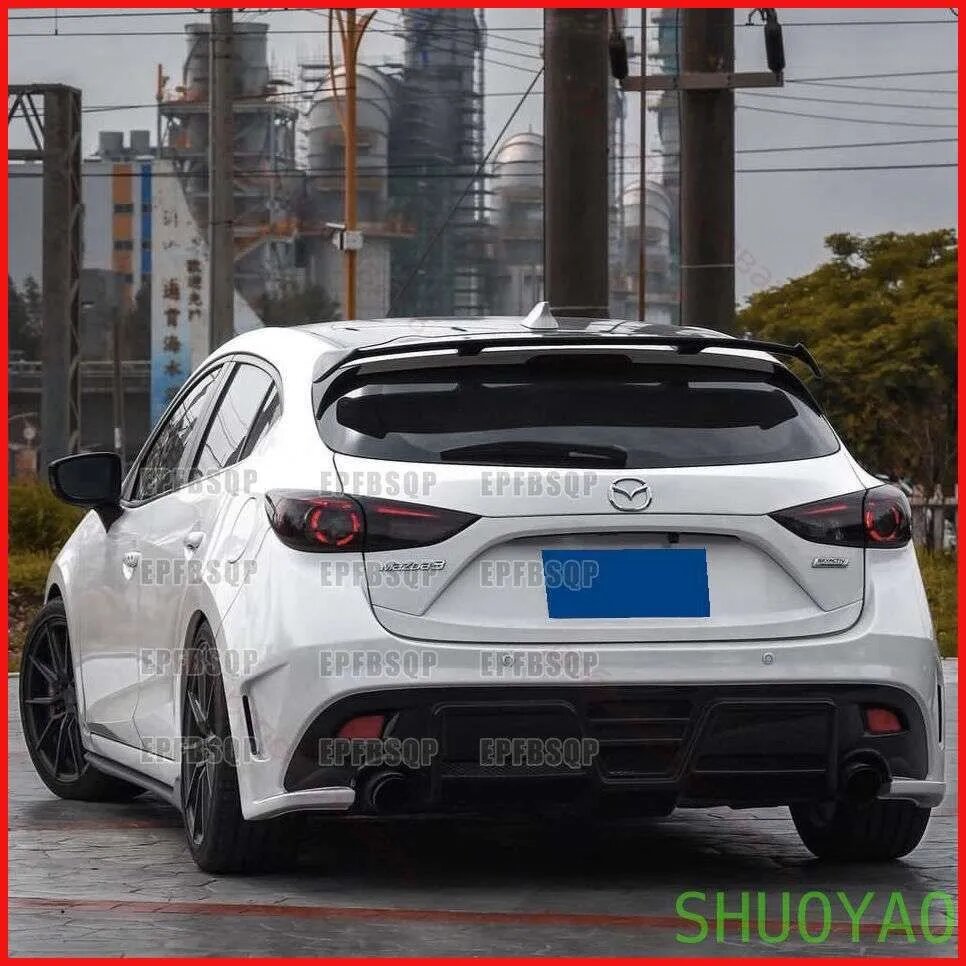 Спойлер для автомобиля Mazda 3 Axela (2014-2019) черный, 1 шт. ABS пластик, установка на крышу