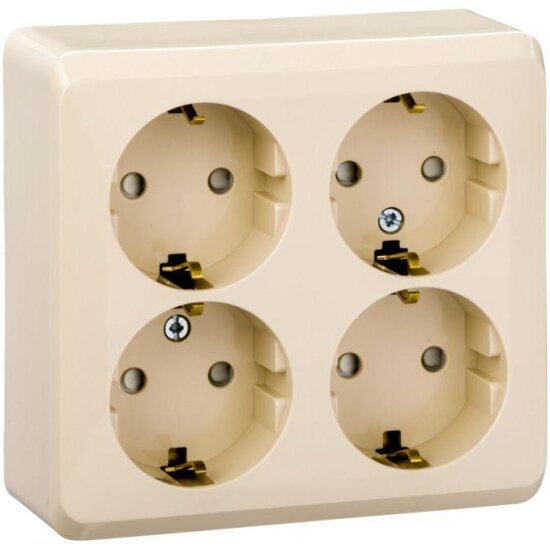 Розетка Systeme Electric (schneider Electric) SCHNEIDER ELECTRIC этюд 4-ая с/з со шторками, Кремовый, PA16-208K, PA16-208K