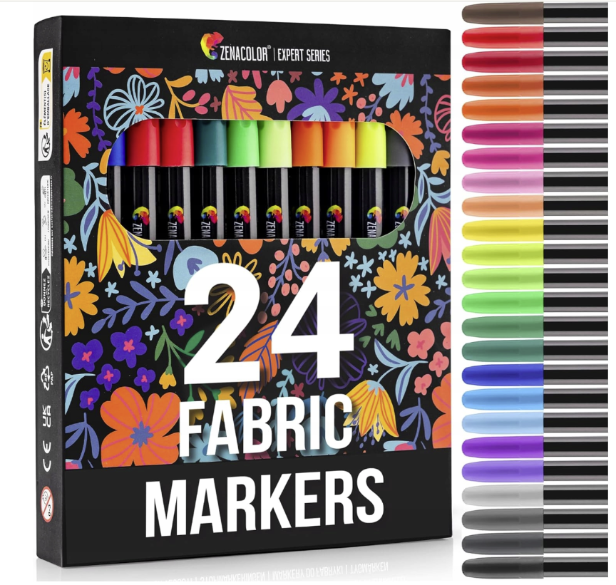 Маркеры для ткани, 24шт, устойчив к стирке, Zenacolor