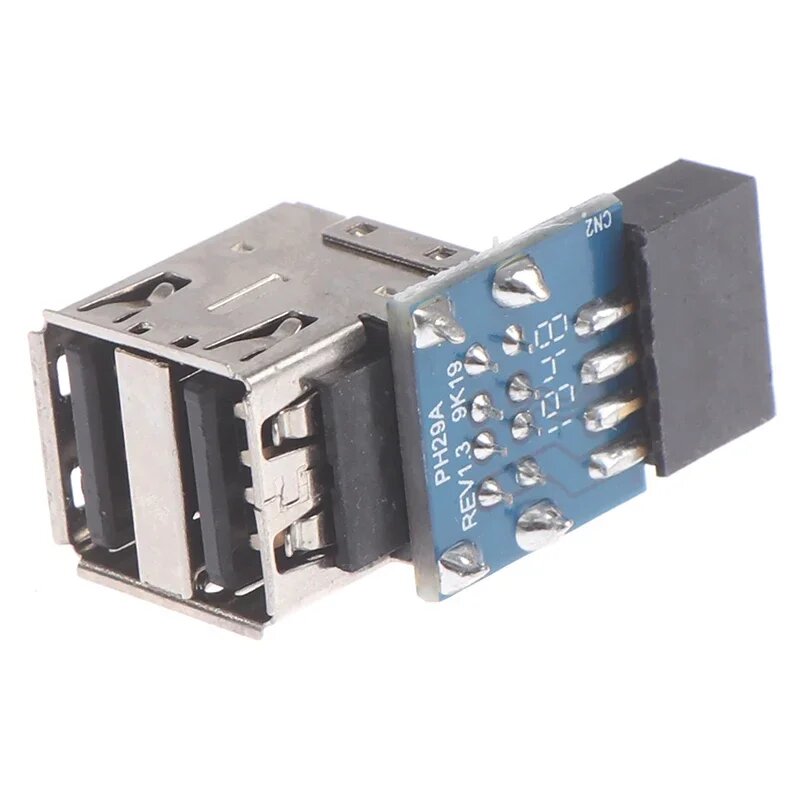 ESHYLALA USB 2.0 разъем 9-контактный на 2 порта черный