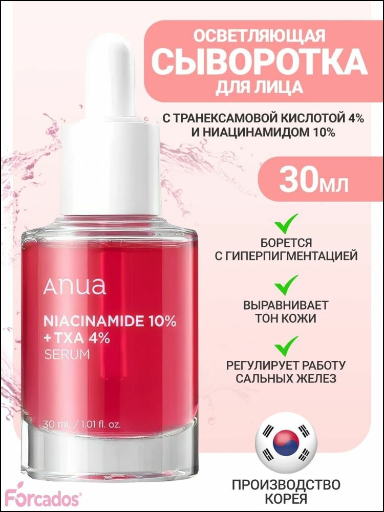 Осветляющая сыворотка для лица с ниацинамидом 30 мл Anua увлажняет и устраняет высыпания