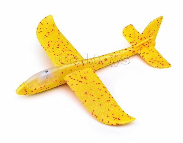 Метательный самолет светящийся, игрушка из пенопласта для улицы, планер пенопластовый с подстветкой 48 см