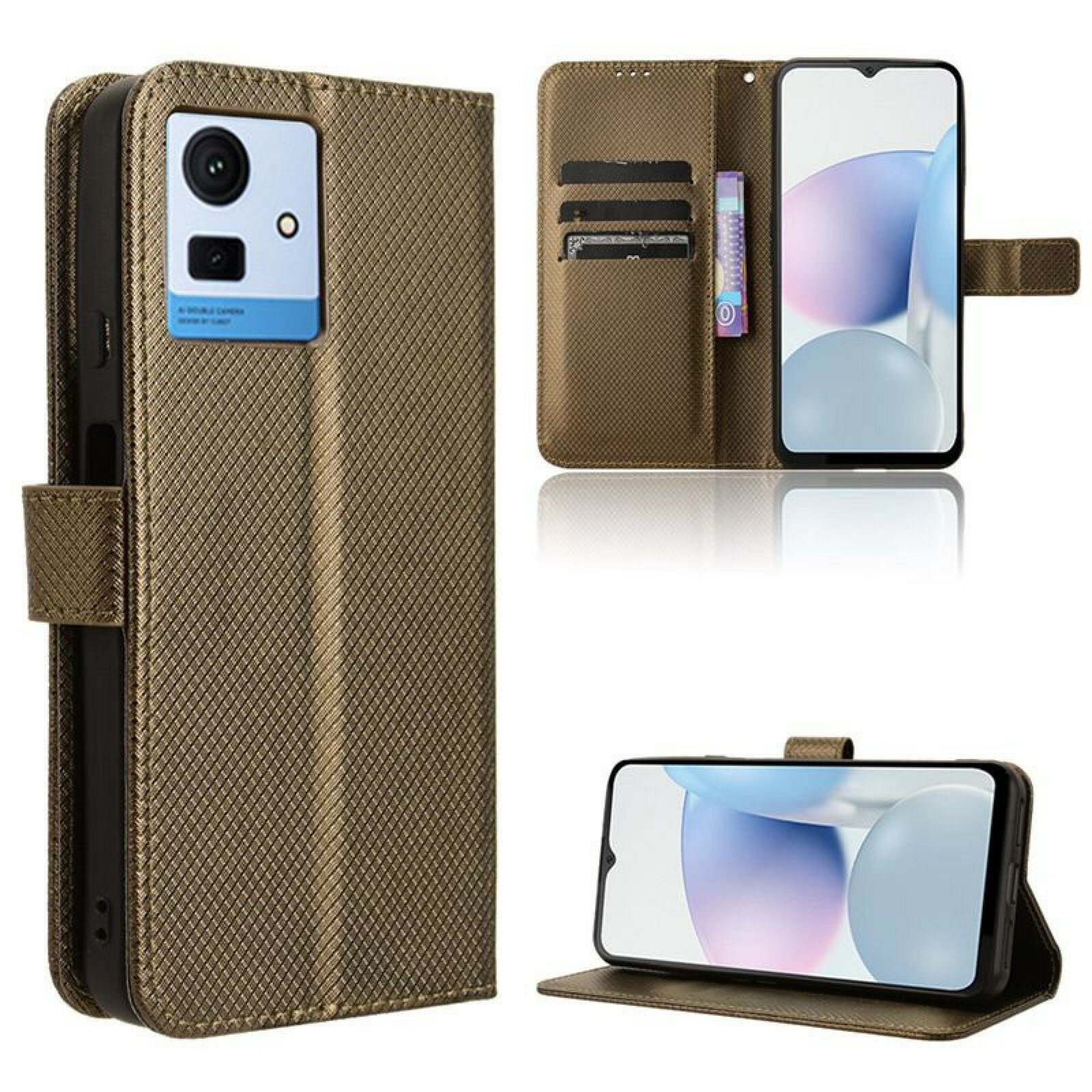 Чехол-книжка MyPads для Cubot Note 50 с магнитной застежкой и функцией подставки, коричневый