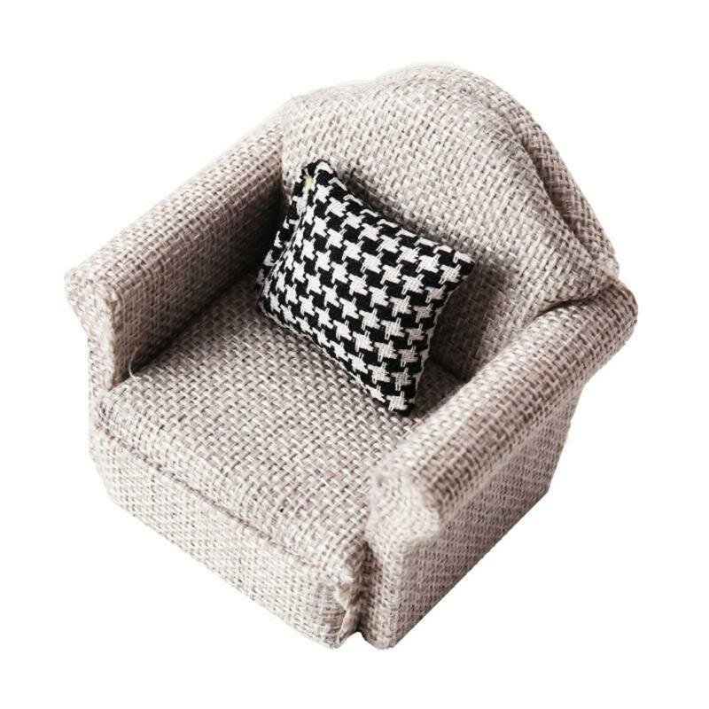 Мини-диван для кукольного дома, Светло-серый