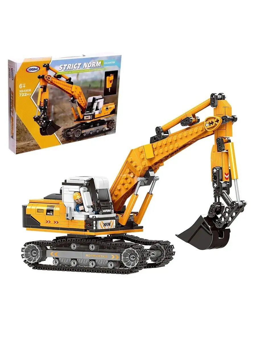 Конструктор Техно "Гусеничный экскаватор", 722 детали