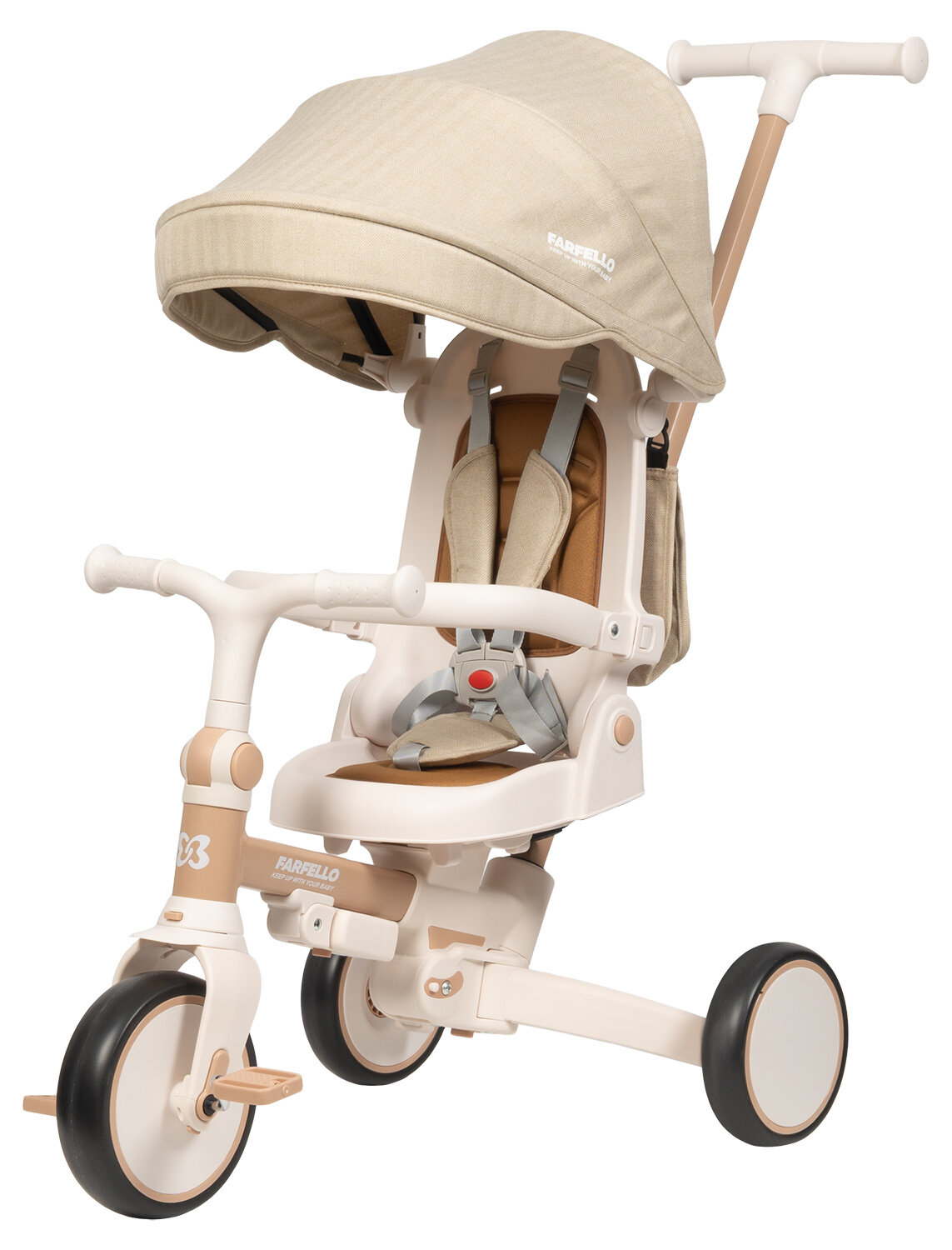 Детский трехколесный велосипед Farfello 698, складной, до 25 кг, от 1 до 5 лет, бежевый