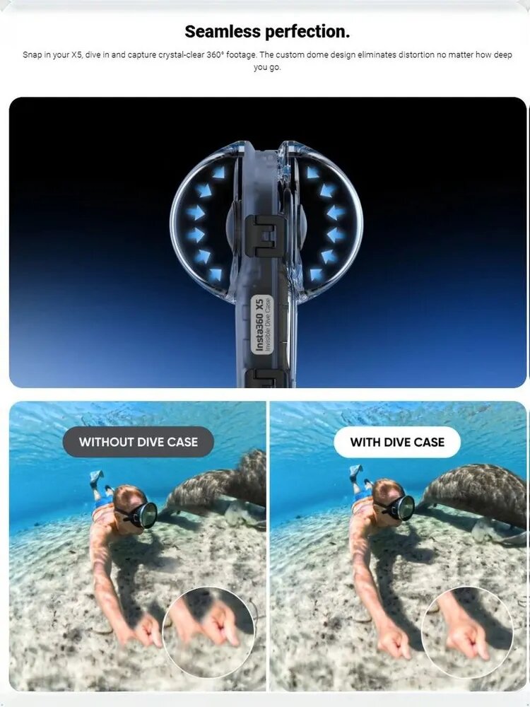 Insta360 X5 Invisible Dive Case прозрачный аксессуар для камеры 360 — фото 1