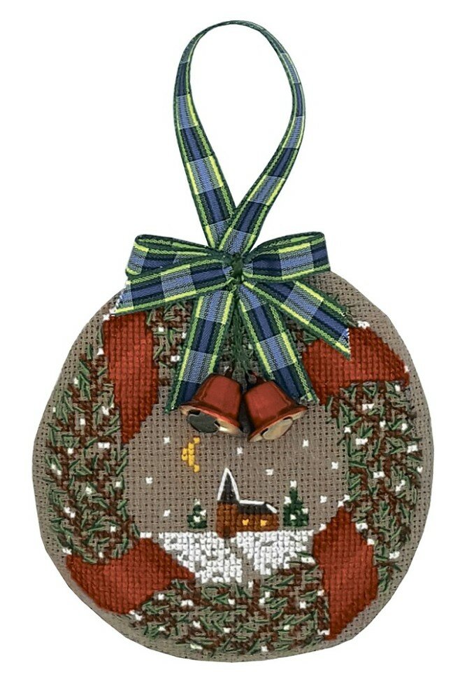 Набор для вышивания Le Bonheur des Dames #2672 Ёлочная игрушка "Spruce Garland Christmas Baubl (Игрушка Еловая гирлянда)", Счетный крест, 9.5 х 9.5 см