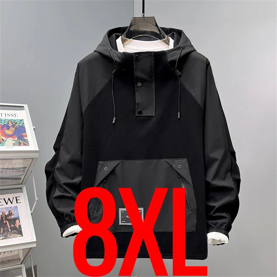 Мужская толстовка с капюшоном черная 8XL (120-130kg)