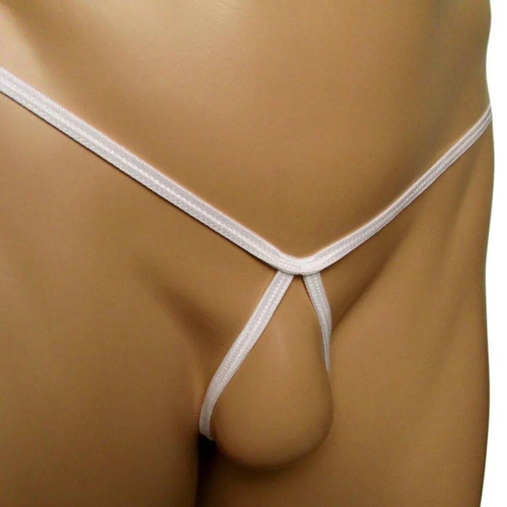 Мужские стринги белые Sissy Breathable из нейлона