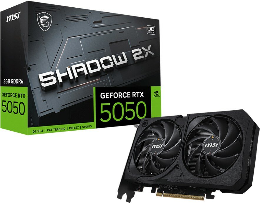 Видеокарта MSI RTX5050 8GB SHADOW 2X OC, GDDR6 128bit 3xDP HDMI