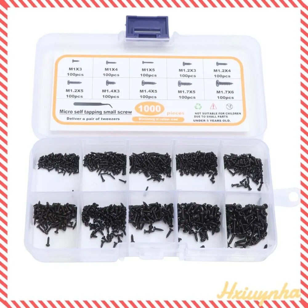 Маленькие саморезы набор 1000 шт. Углеродистая сталь саморезы для металла и пластмассы