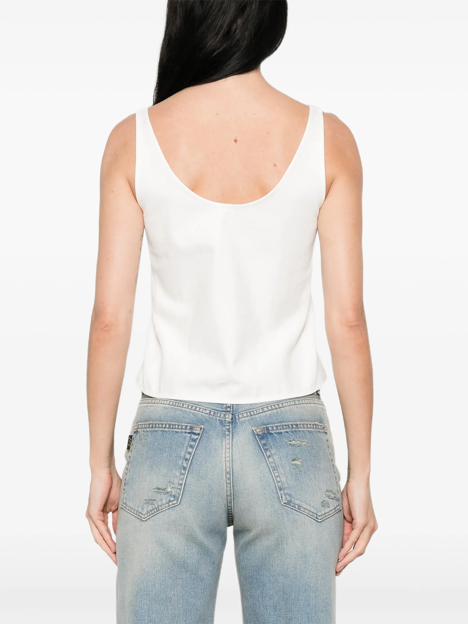 Топ LOW CLASSIC Striped button top, размер M, white — фото 1