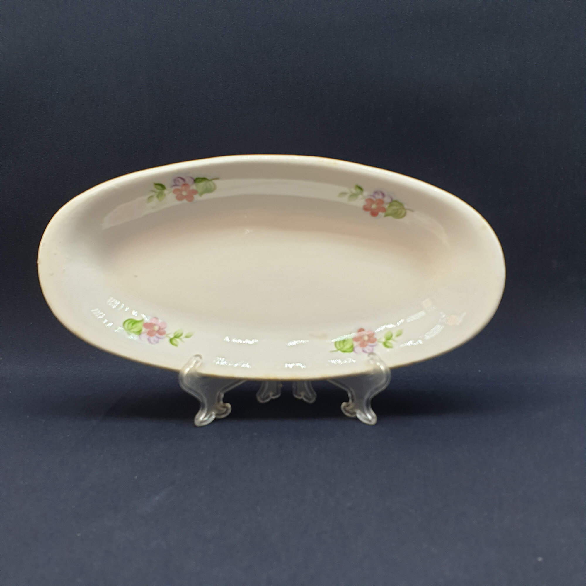 Селедочница Конаково, фаянс деколь 25х12 см, винтаж СССР