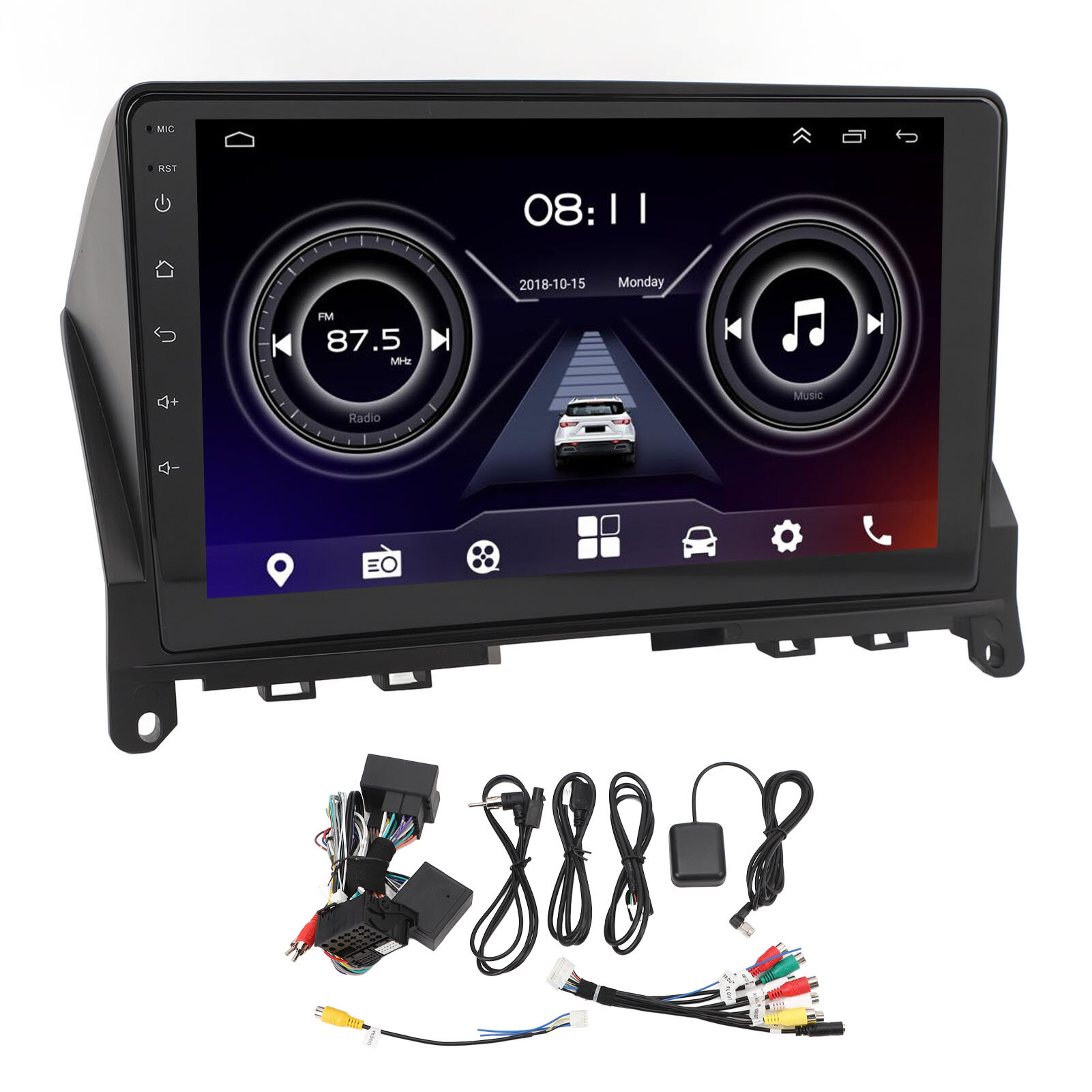 9-дюймовая автомобильная GPS-навигация, 2 ГБ оперативной памяти, 32 ГБ встроенной памяти, сенсорный экран с функцией изображения заднего вида, замена для Carplay, подходит для Mercedes-Benz C‑Class W2