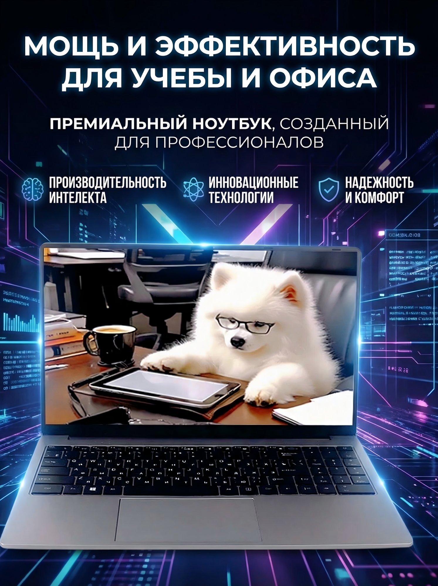 Игровой ноутбук 15.6, Intel Core i7, 16ГБ RAM, SSD 1024 ГБ, ноутбук для игр, Российская клавиатура