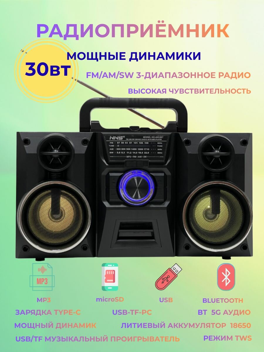 Радиоприёмник NS-6633BT/Bluetooth/USB/MP3/TM