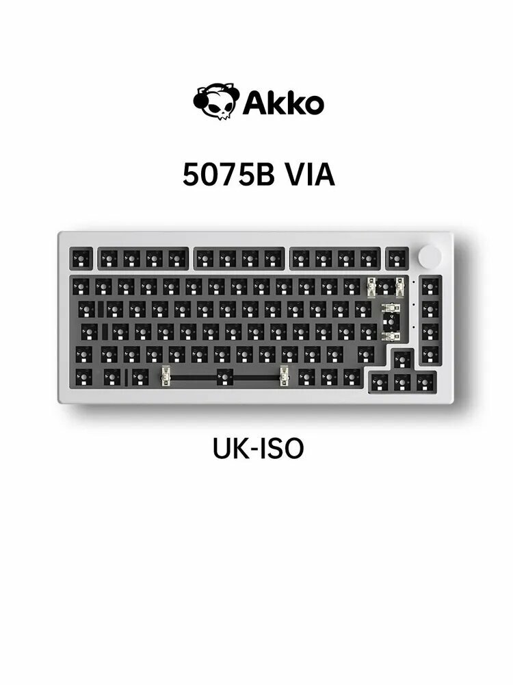 AKKO Игровая клавиатура беспроводная Механическая клавиатура Akko 5075B VIA white с тремя режимами работы RGB UK kit, Английская раскладка, белый, прозрачный
