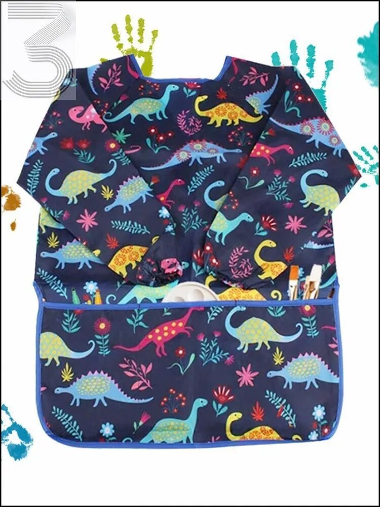 Фартук для рисования детский, Водонепроницаемые фартуки для детей, с длинными рукавами, подходят для мальчиков и девочек 3-8 лет Передники идеальны для рисования и творчестваXL