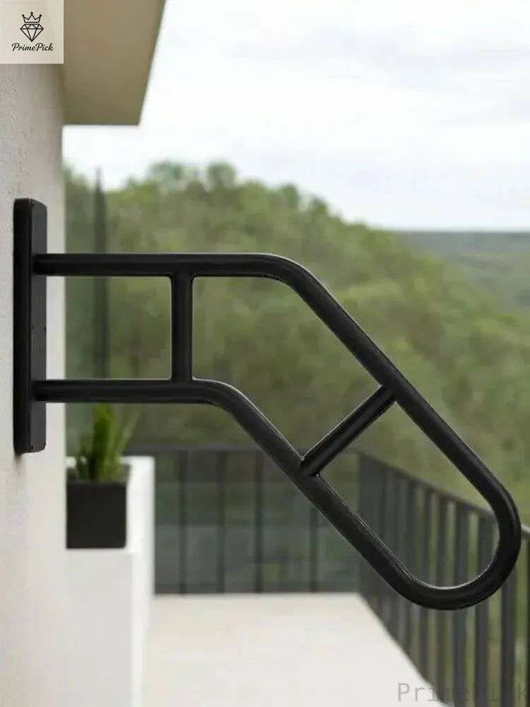 Входные перила металлические, Черный Поручень пристенный для пожилых людей