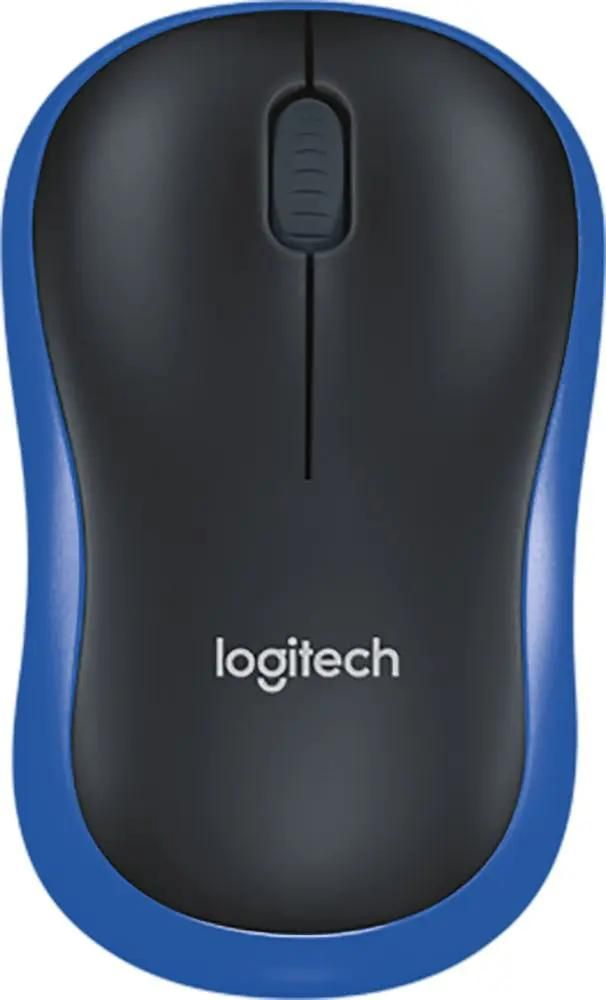 Мышь беспроводная Logitech Mouse M186 910-004132, черная/синяя, разрешение 1000 dpi, оптическая