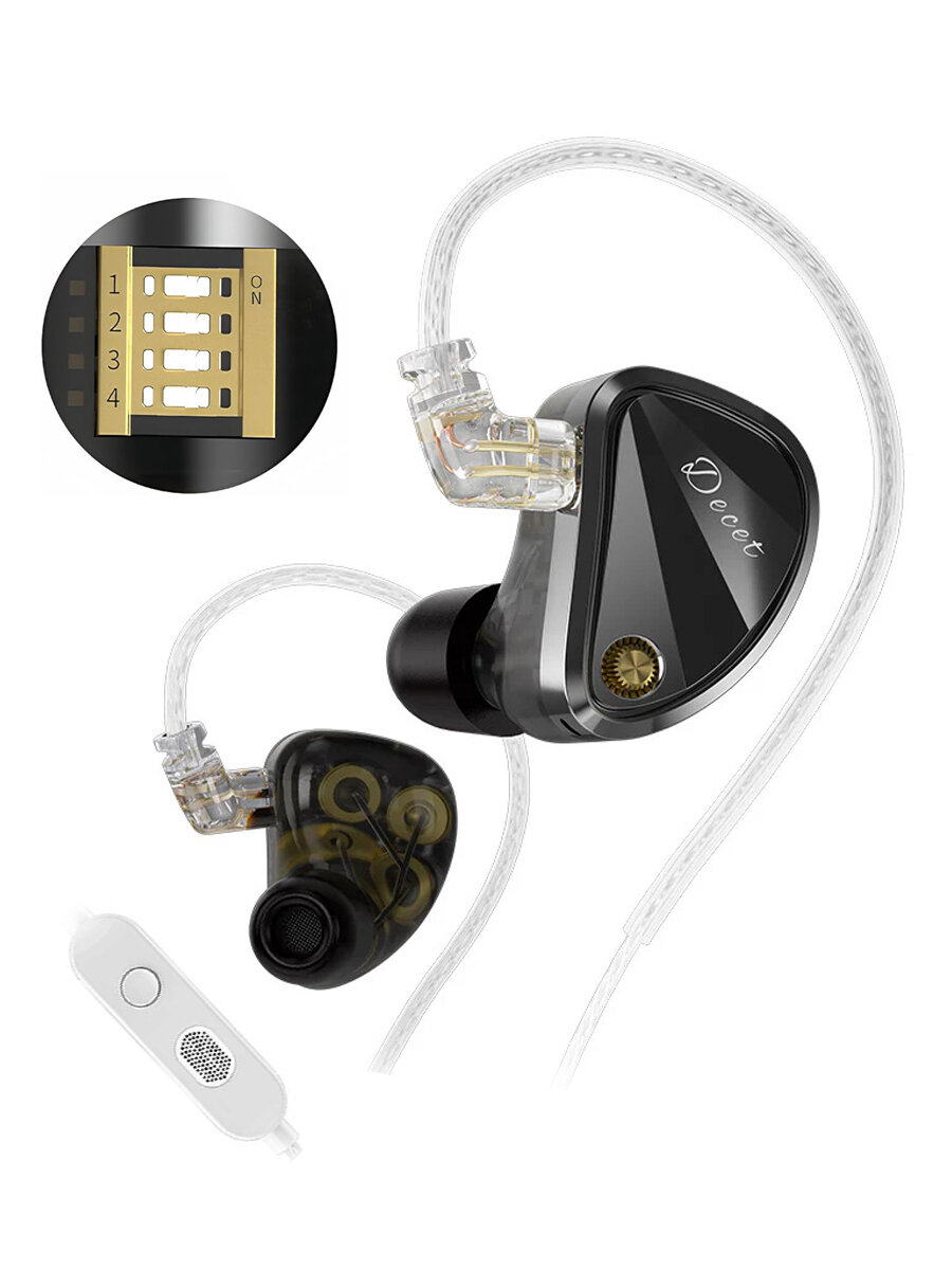 KZ Decet With Switches 3.5 мм с микрофоном, черный, проводные наушники
