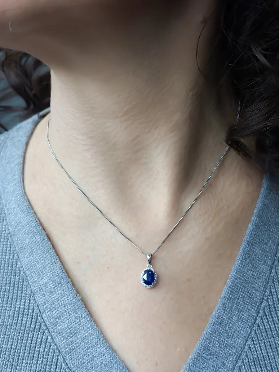 Подвеска, серебро, 925 проба, золочение, родирование, сапфир, фианит