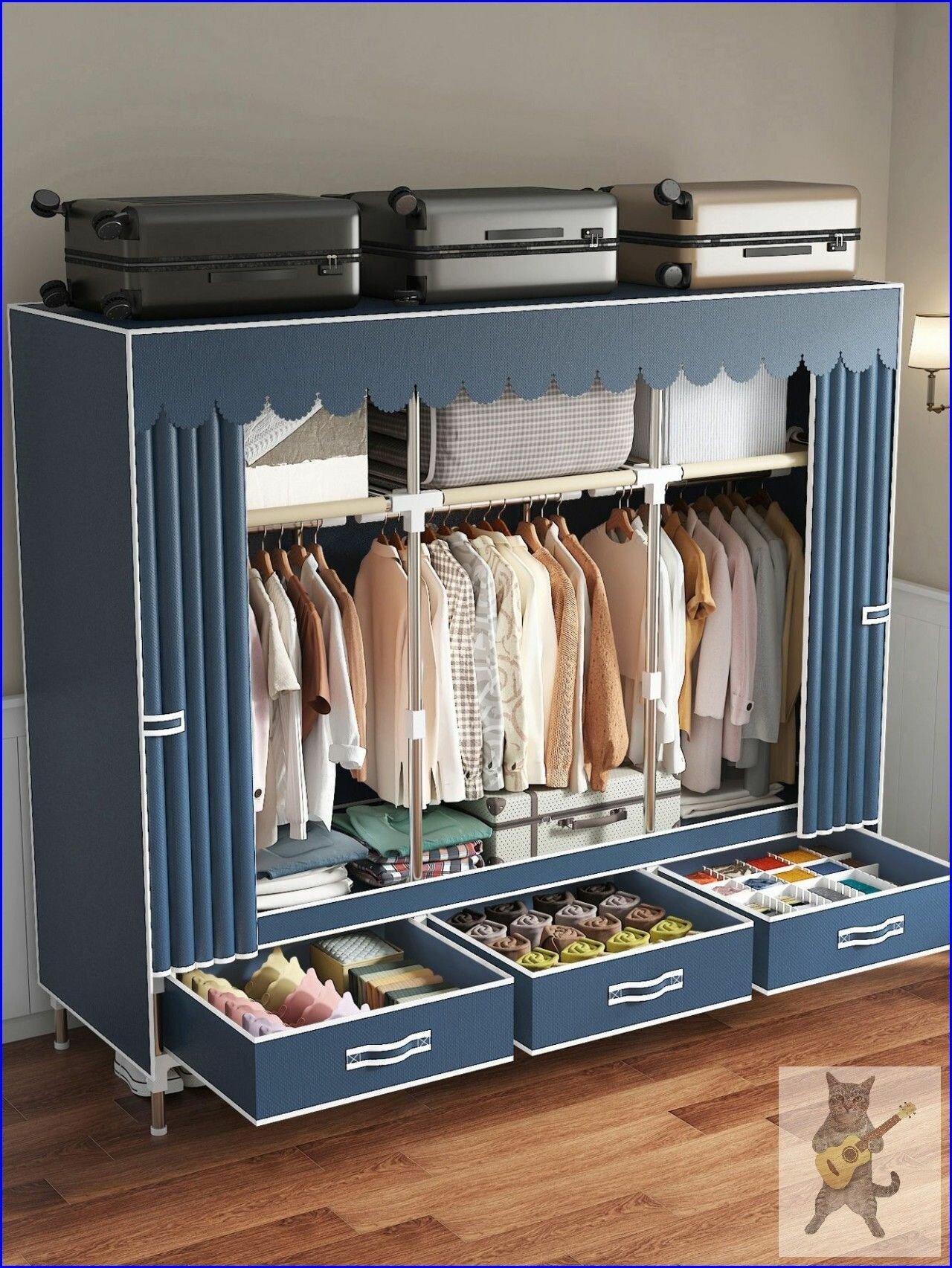 Тканевый шкаф для одежды в прихожую и спальню напольный