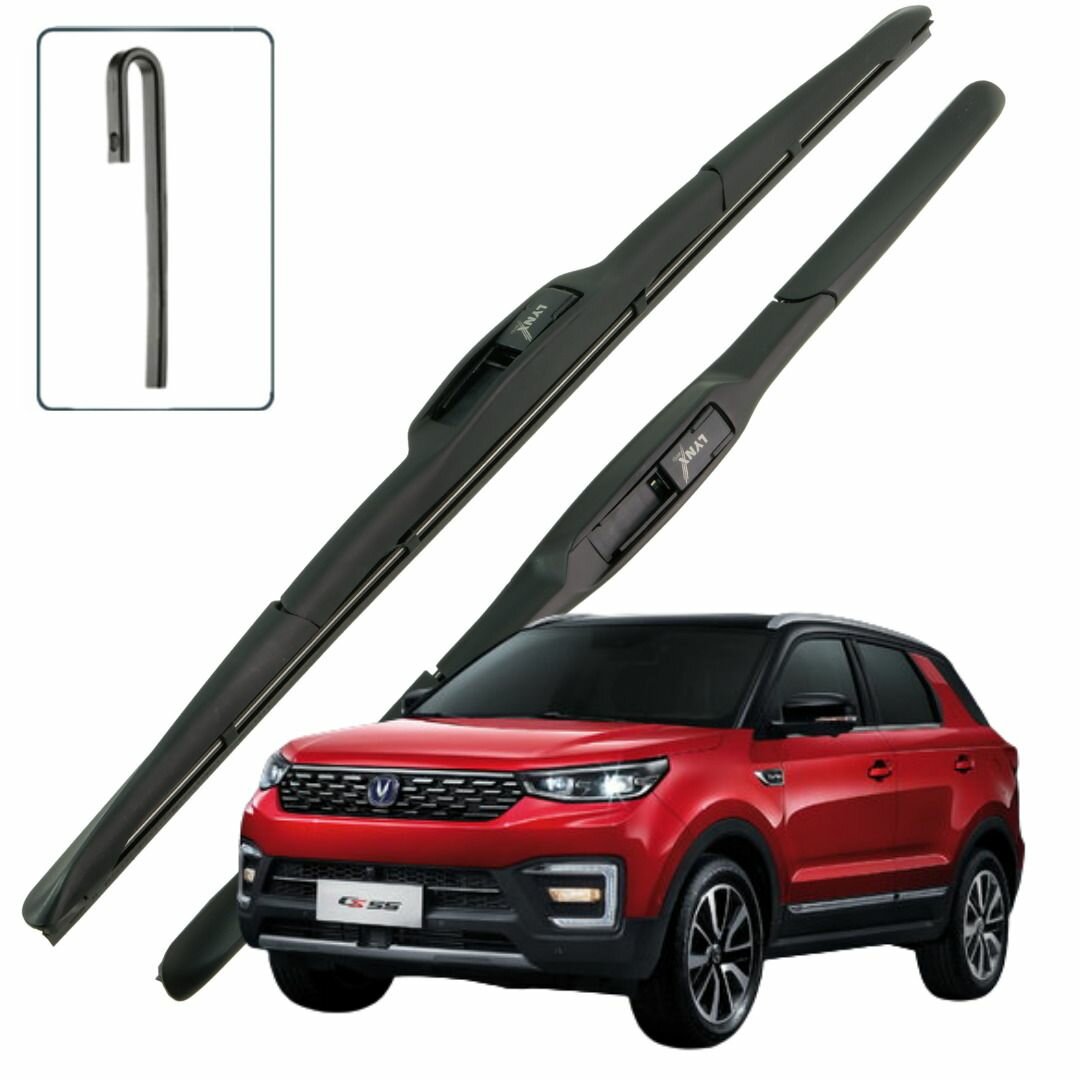Дворники Changan CS55 / Чанган ЦС55 2017 - 2022 Щетки стеклоочистителя гибридные ОЕМ для автомобиля LYNXauto 600мм-500мм к-т 2шт.
