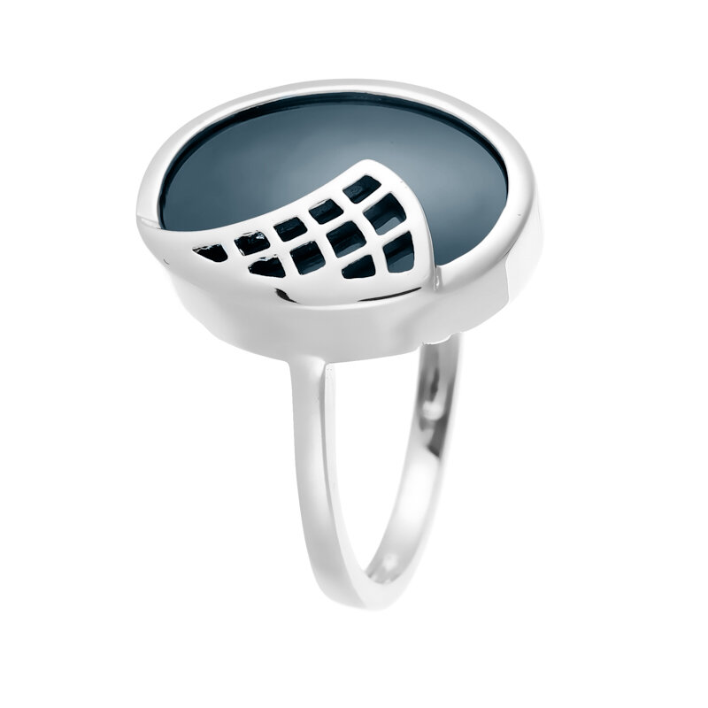 Кольцо, серебро, 925 проба, керамика