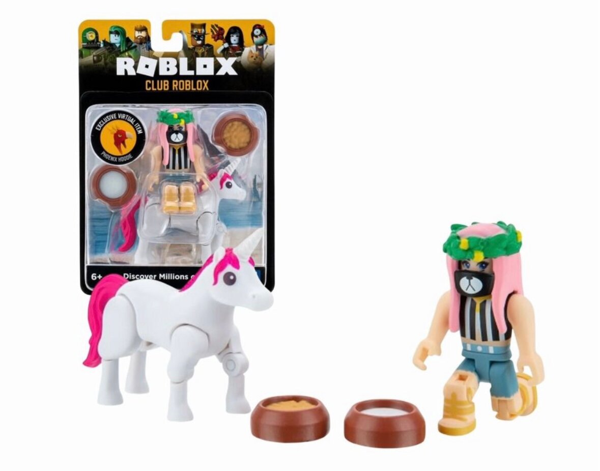 Jazwares Club Roblox Игровой набор Наездница на единороге - Фигурки Роблокс 2 шт, аксессуары + код