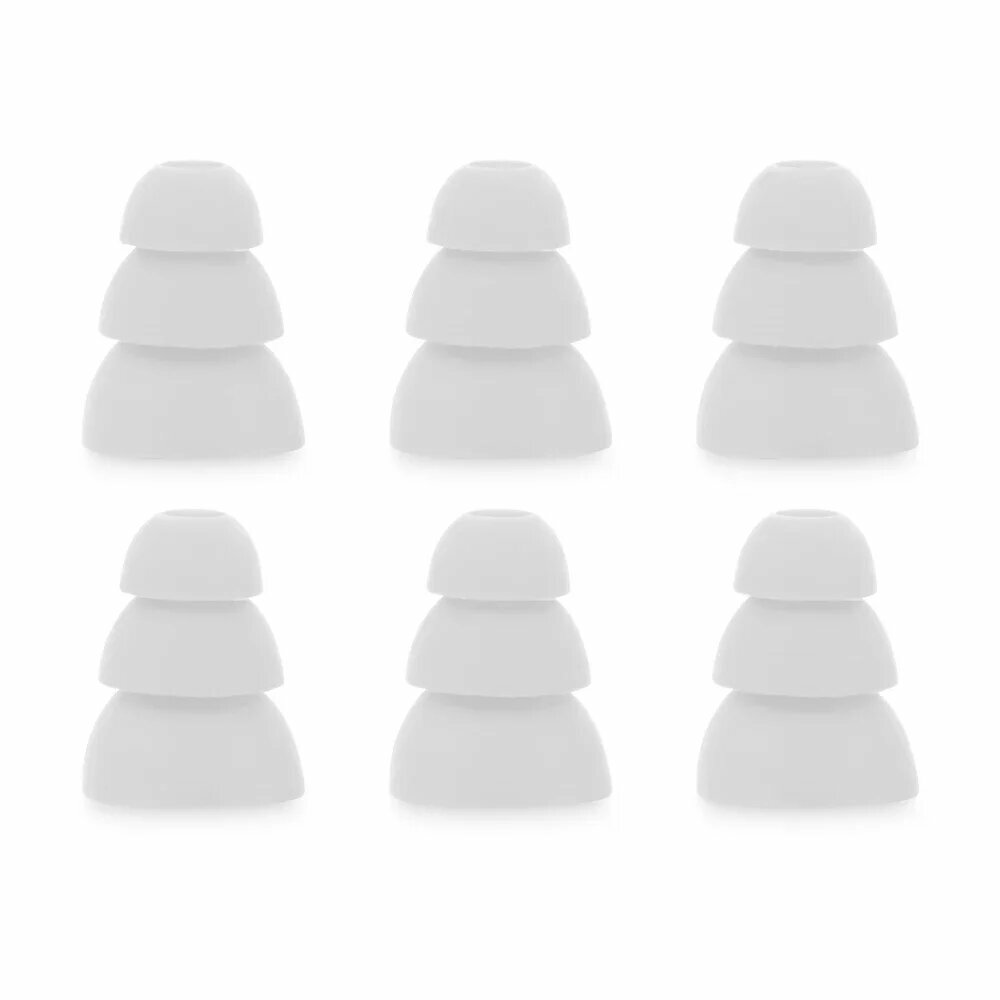 Силиконовые амбушюры для наушников, 6 шт, набор M, white