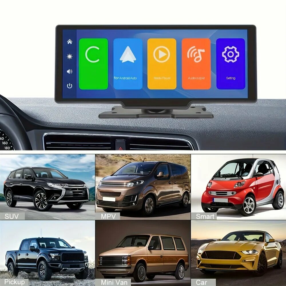 Автомобильный мультимедийный экран 10.26 дюйма с Apple CarPlay и Android Auto, сенсорный дисплей, WiFi, GPS навигация, без камеры