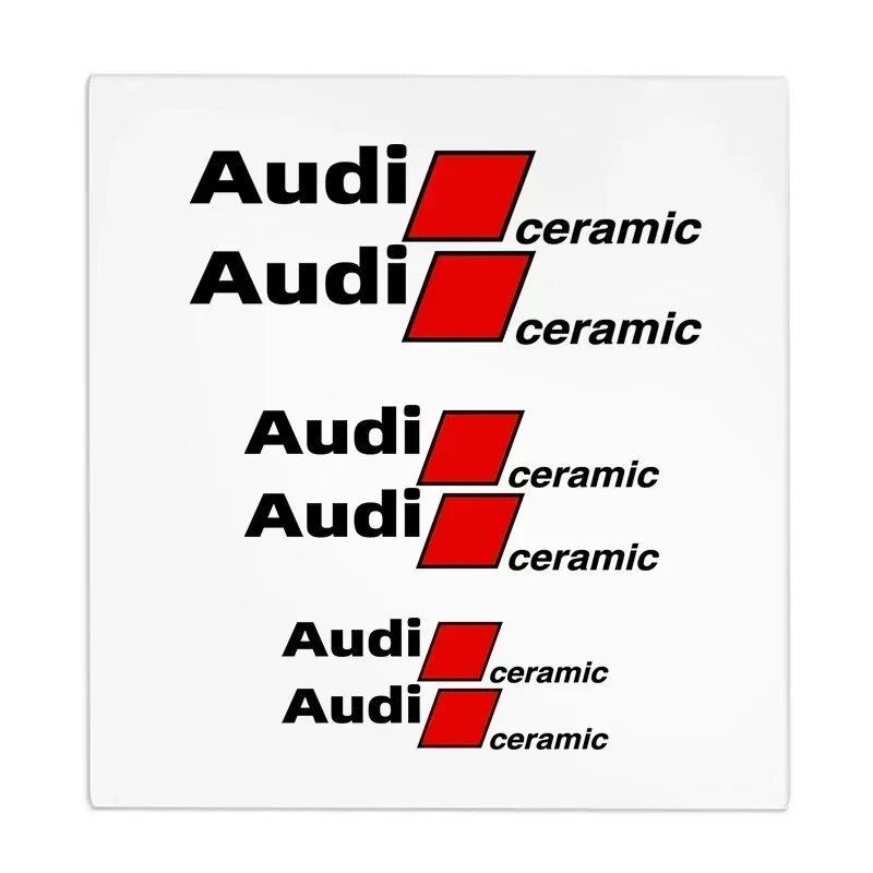 6 шт. наклейки на суппорт Audi, черные, керамика