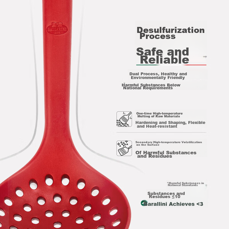 Balalini Silicone Strainer, Non-Stick Pan Specific Large Strainer, Heat-Resistant Household Soup Ladle, Dumpling Skimmer, Noodle Scoop, Red