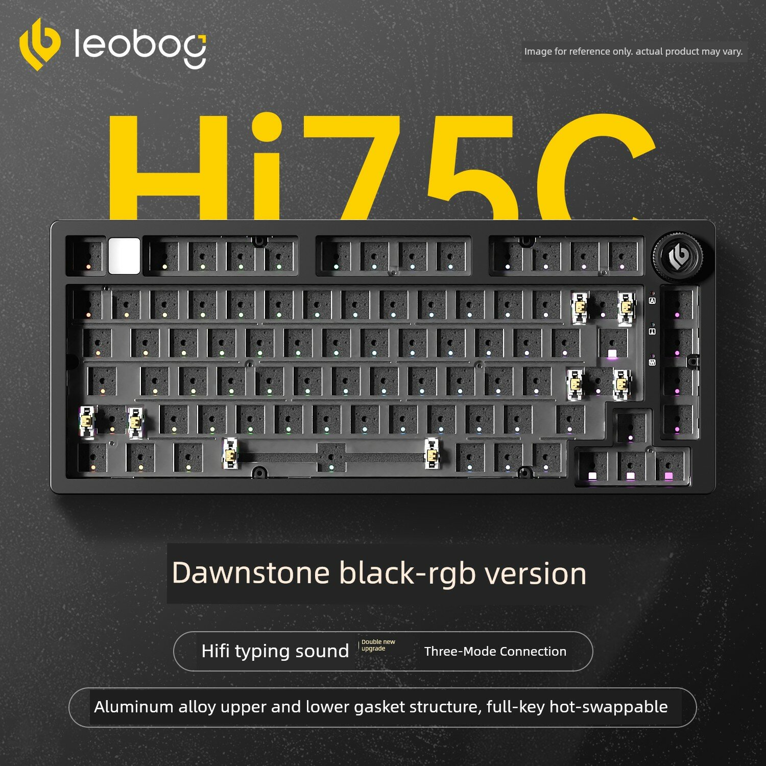 LEOBOG Hi75C 3-Mode Механическая Клавиатура с RGB Подсветкой Черный Набор Беспроводная Игровая Для Рабочего Стола