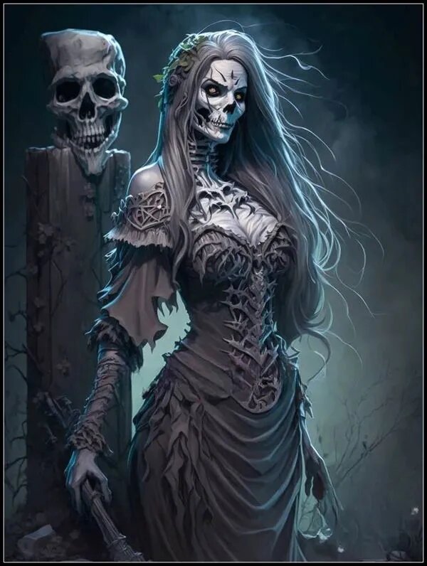 Алмазная Мозаика "Готический Череп Влюбленная Пара" 40х50 См Алмазная Вышивка / Картина Стразами Подарков / Украшения