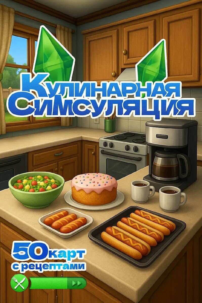 Книга рецептов АСТ Кулинарная Симсуляция. 50 карт с рецептами, 2025 г