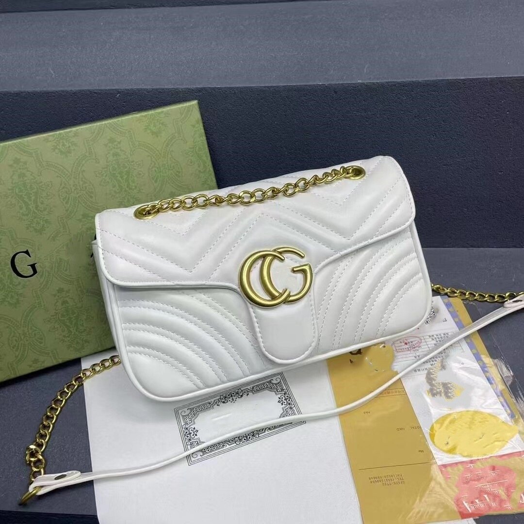 Женская сумка Double G, классическая стеганая сумка Gucci в стиле Chanel с цепочкой, модная сумка премиум-класса на плечо и через плечо.