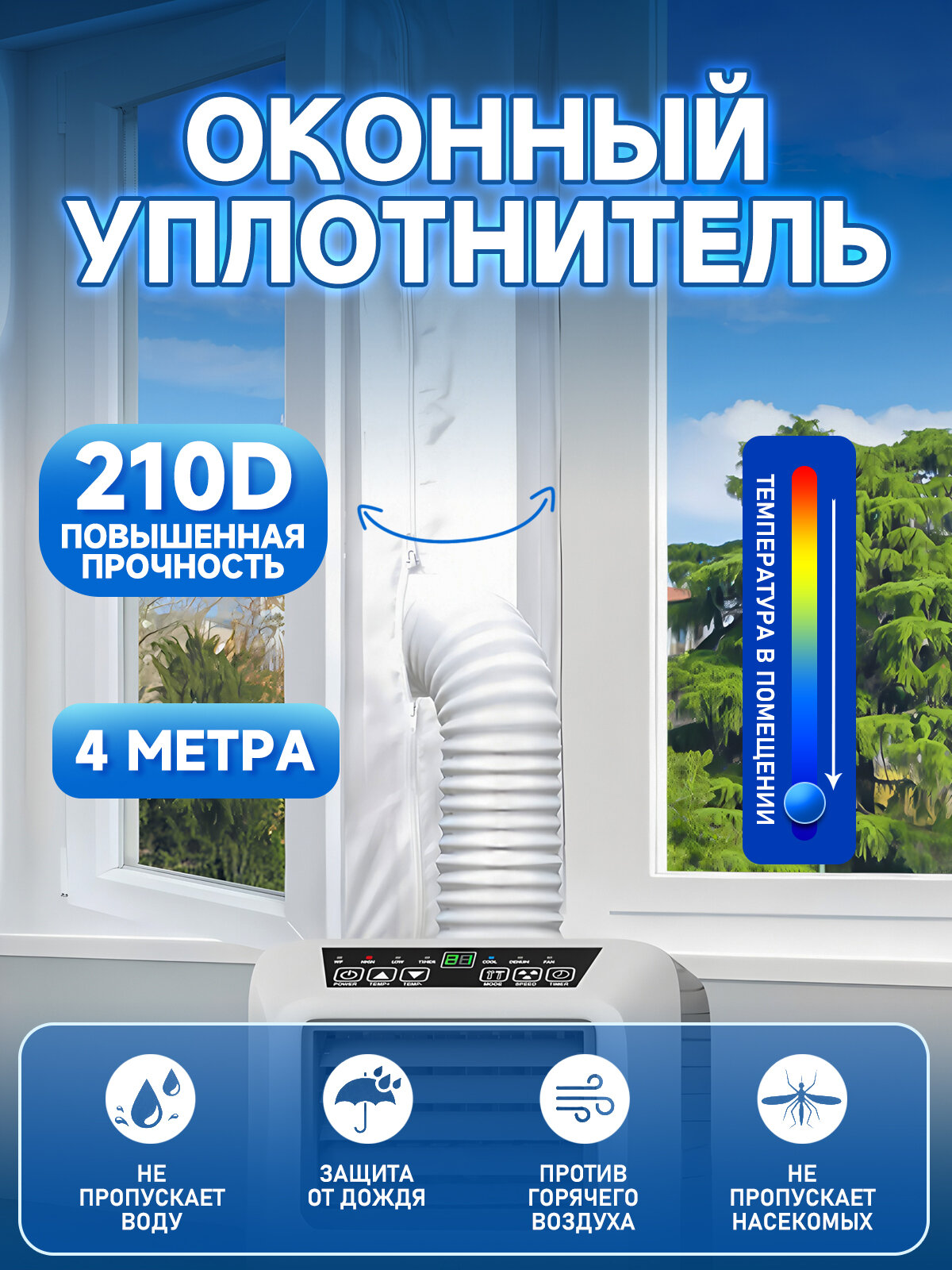 Уплотнитель для мобильного кондиционера, Шлюз для мобильного кондиционера, 3 метра/B4KT24