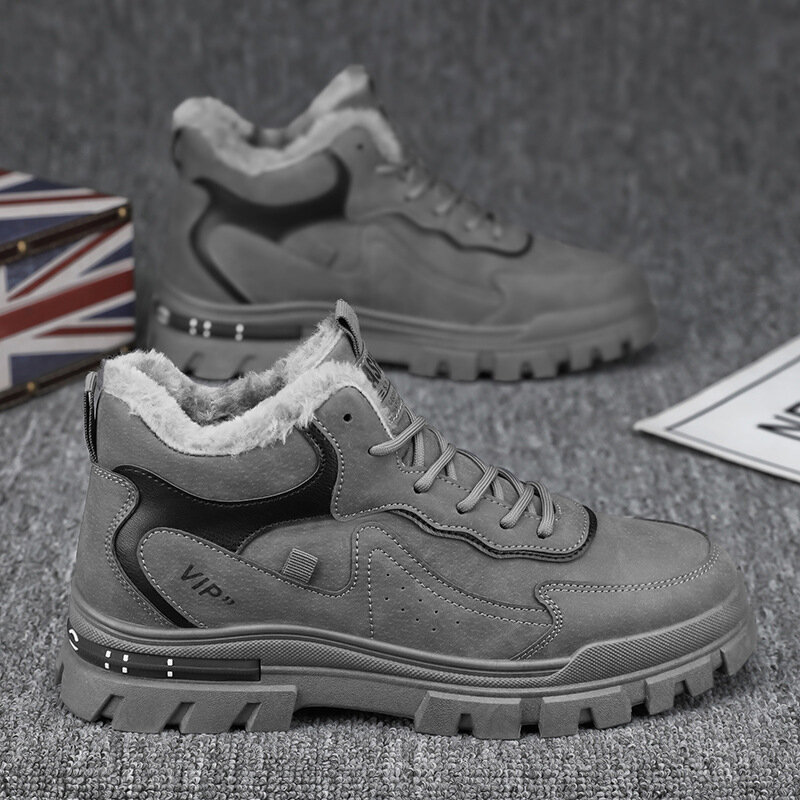 LUO Обувь мужская Зимняя для пожилых Высокая обувь нагретая/LD868-1 gray