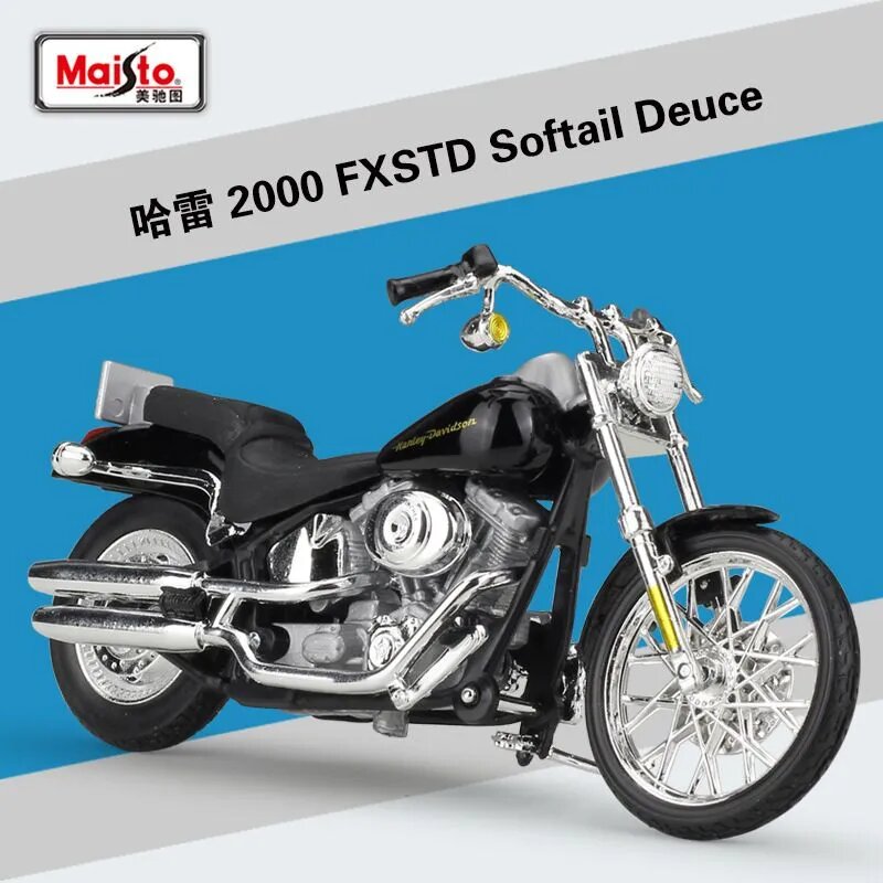 Модель Мотоцикла Harley-Davidson 1:18 Литая Коллекционная Точная Копия(зеленый-2000 FXSTD Softail Deuce)